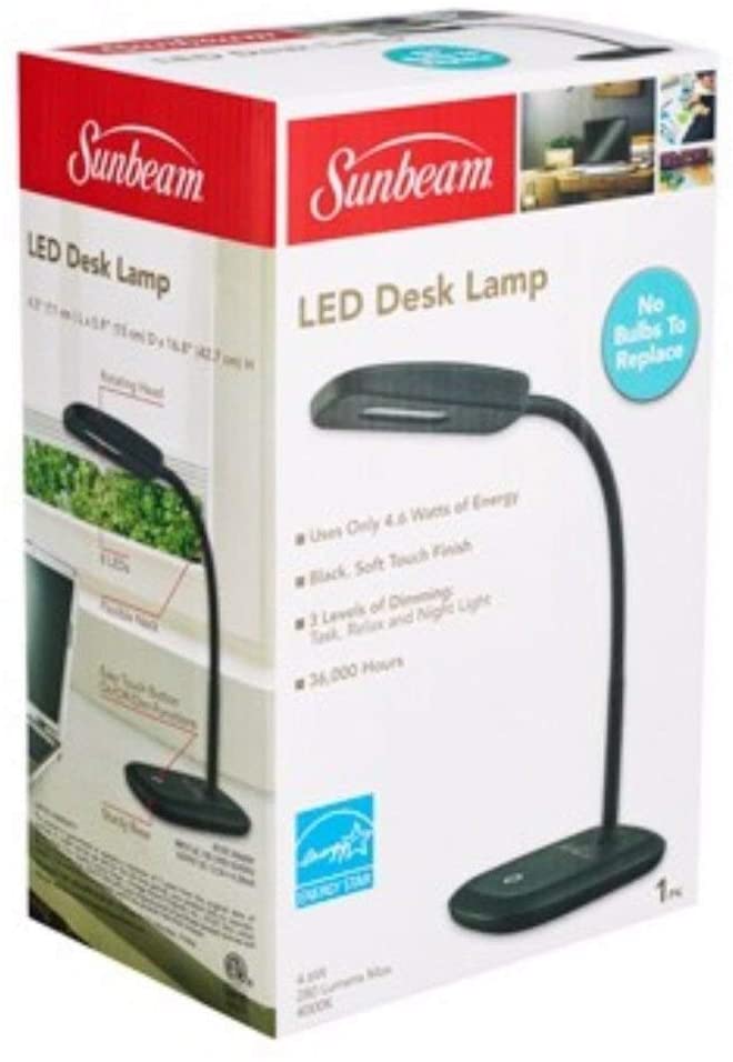 SUNBEAM Flexible Neck LED Desk Adjustable Light Energy Star Black